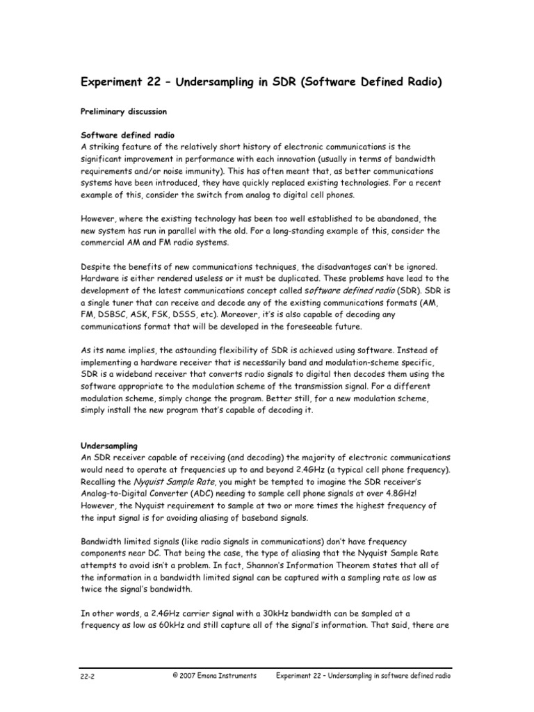 Emona Datex | PDF | Sampling (Signal Processing) | Software Defined Radio