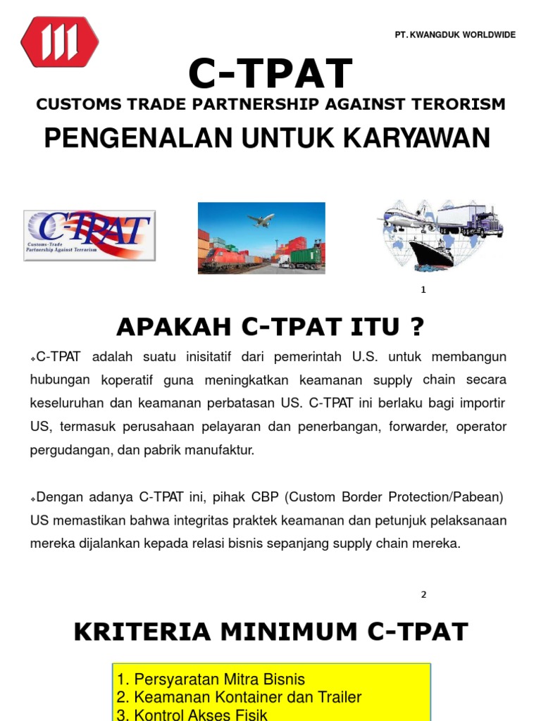C-TPAT Training Untuk Karyawan (POWER POINT) + | PDF