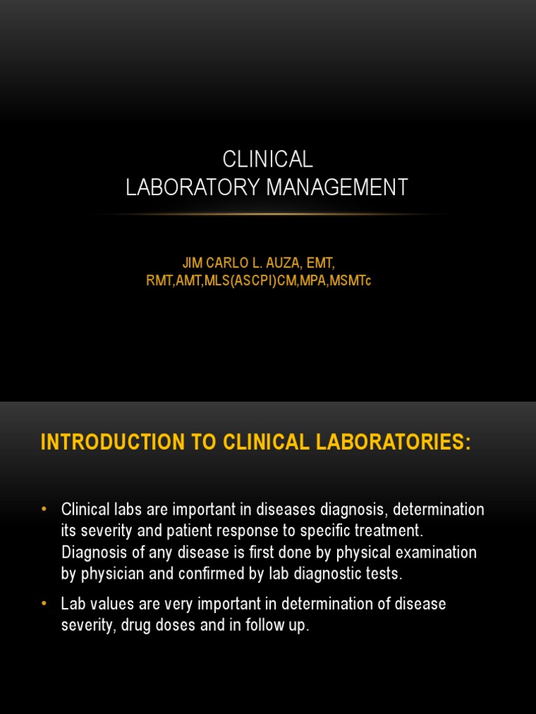 Clinical Laboratory Management Overview | PDF | Blood Plasma | Medical ...