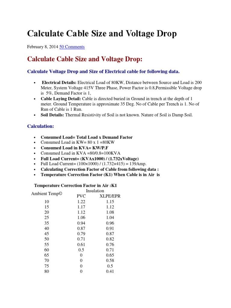 Calculate Cable Size and Voltage Drop | PDF | Amplifier | Force
