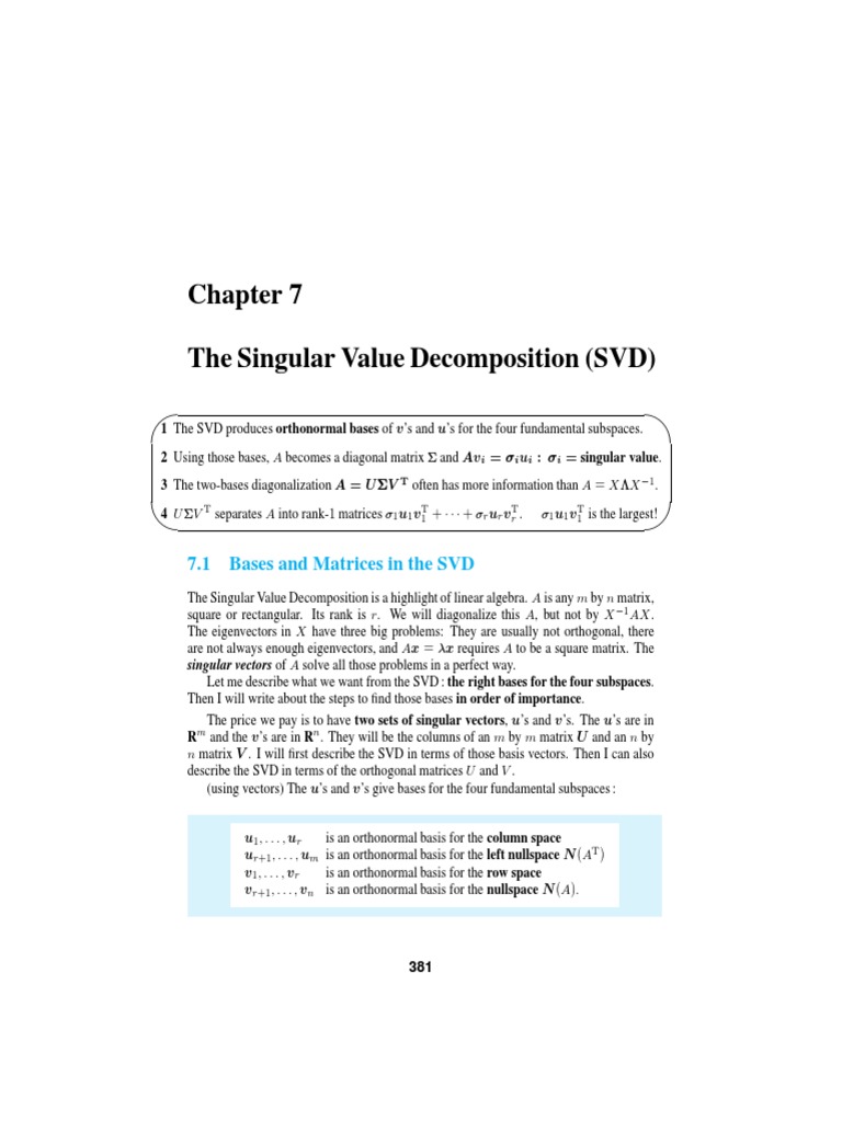 The Singular Value Decomposition (SVD) | PDF | Eigenvalues And Eigenvectors | Matrix (Mathematics)