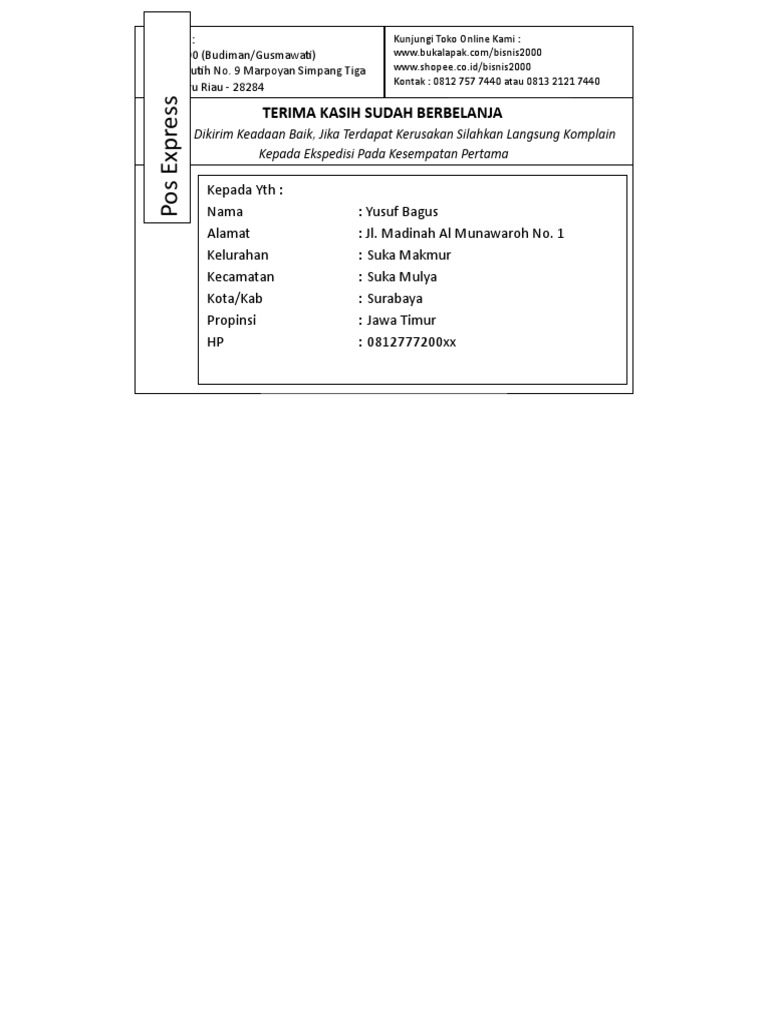 File Download Contoh Label Alamat Paket Online Tanpa Mail Merge Dengan ...