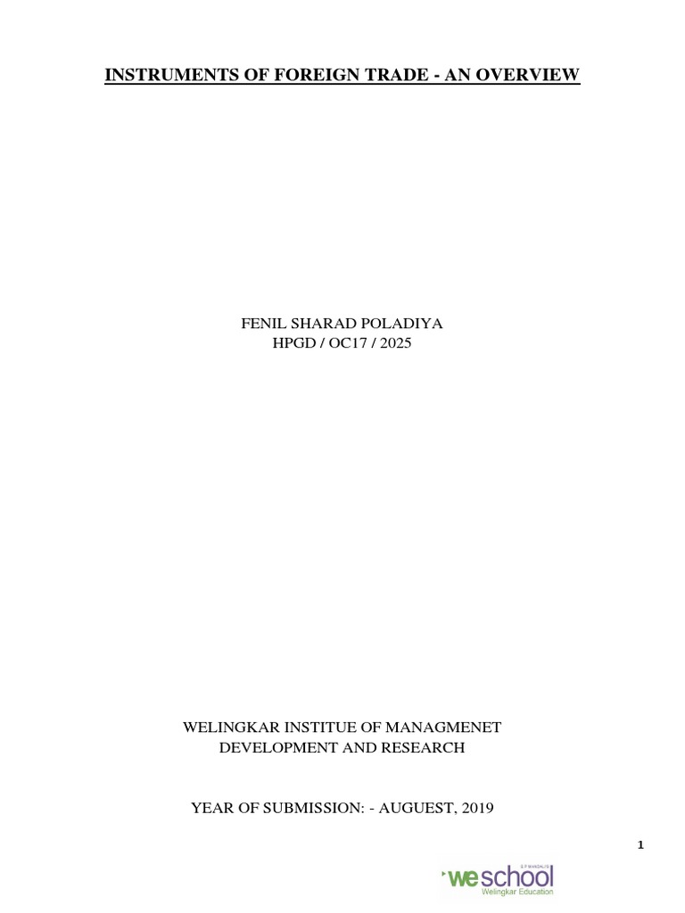 Instruments of Foreign Trade - An Overview: Fenil Sharad Poladiya HPGD ...