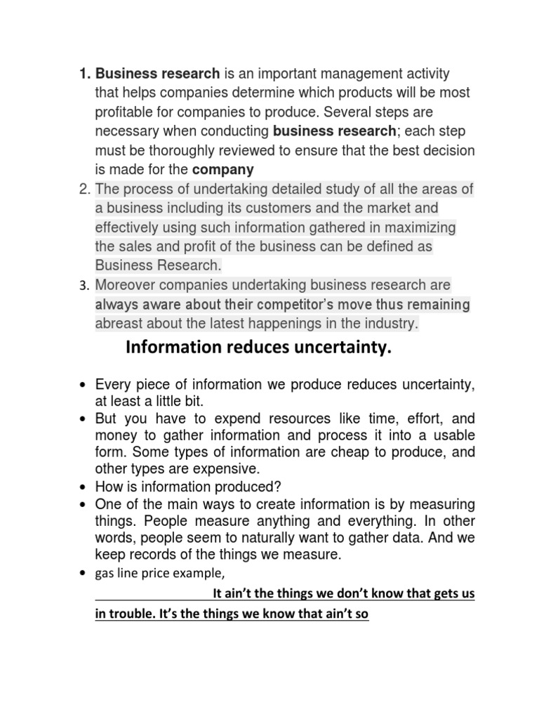 Business Research Notes | Download Free PDF | Knowledge | Competition
