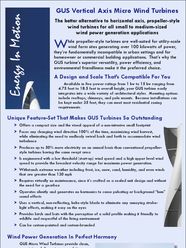 GUS Vertical Axis Micro Wind Turbines | Download Free PDF | Wind ...