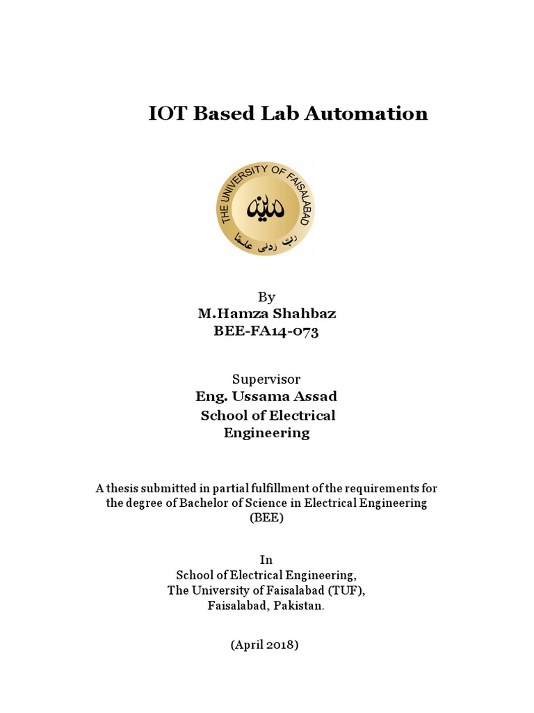 IOT Based Lab Automation: M.Hamza Shahbaz BEE-FA14-073 | PDF | Digital Technology | Electronics
