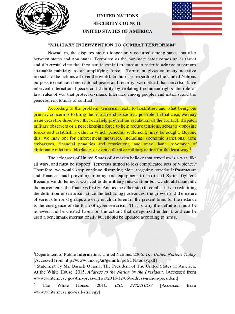 Position Paper Usa | PDF | Islamic State Of Iraq And The Levant | World ...