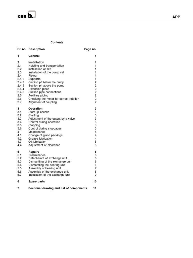 APP Operating Instructions | PDF | Pump | Bearing (Mechanical)