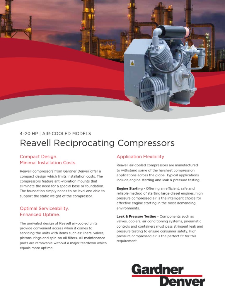 Reavell 4-20 HP Air Cooled Reciprocating Compressor | PDF | Engines ...