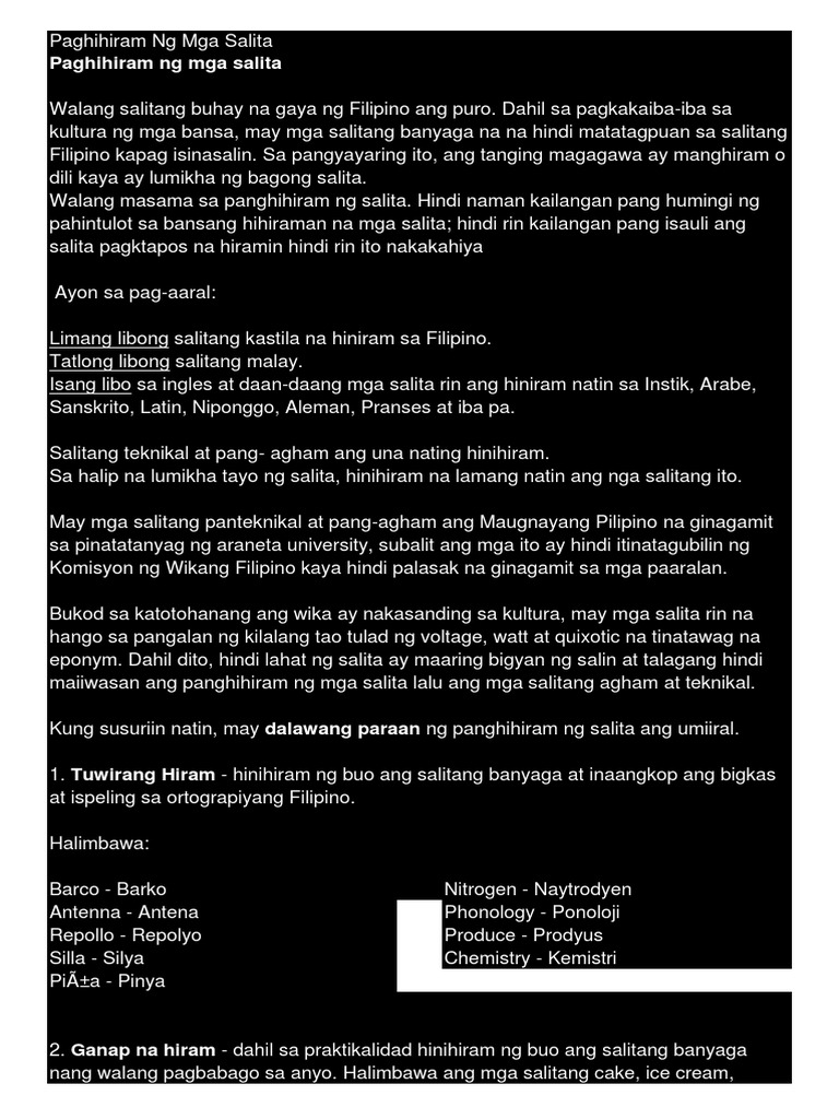 Paghihiram NG Mga Salita | PDF