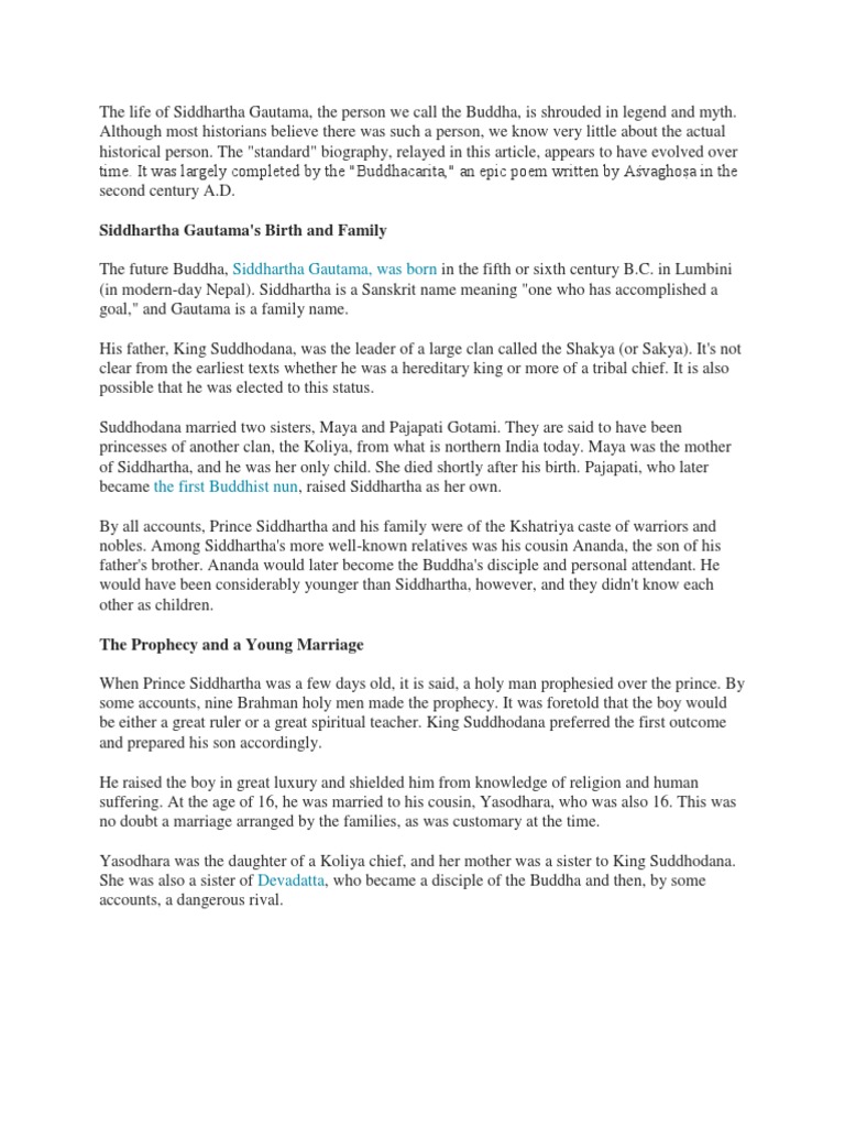 Siddhartha Gautama's Birth and Family | PDF | Gautama Buddha ...