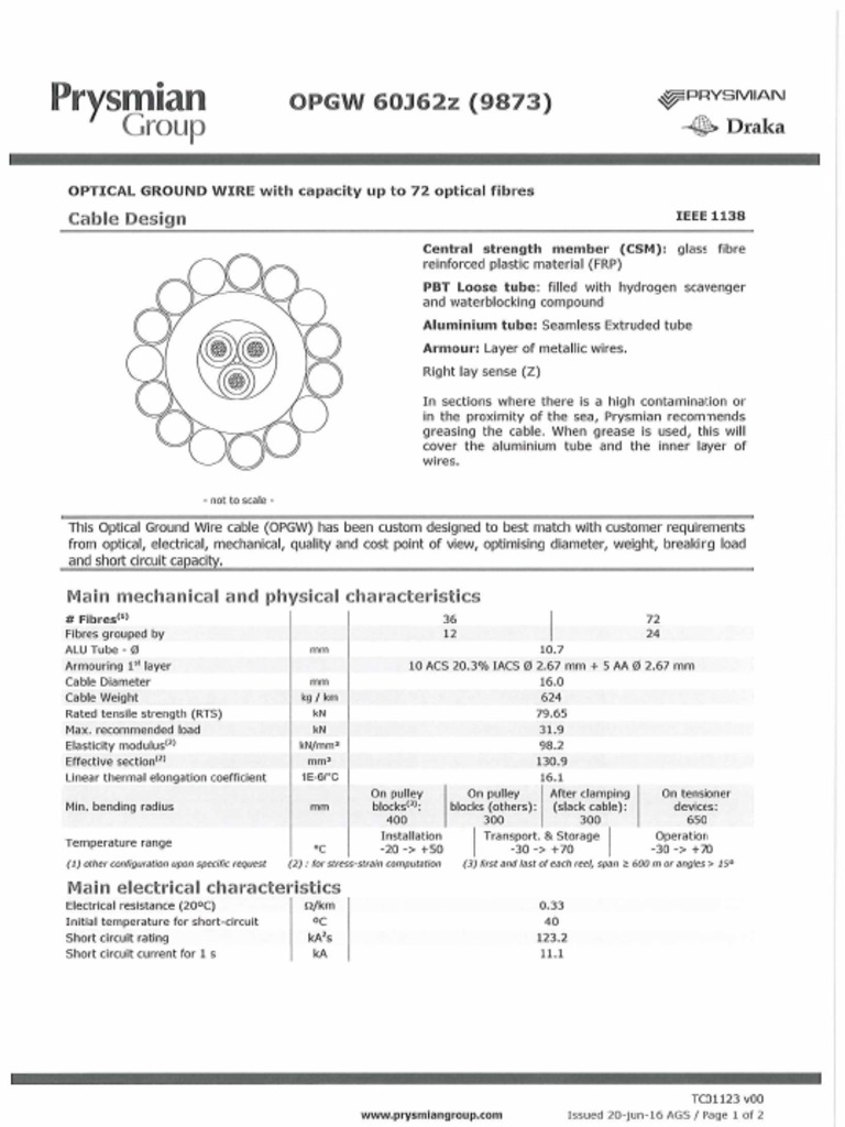 Caracteristici OPGW | PDF