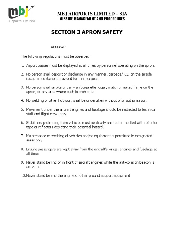 Section 3 Apron Safety: MBJ Airports Limited - Sia | PDF | Airport ...