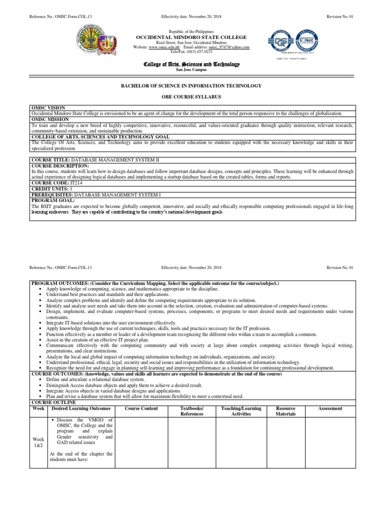 College of Arts, Sciences and Technology: Occidental Mindoro State College | PDF | Microsoft ...