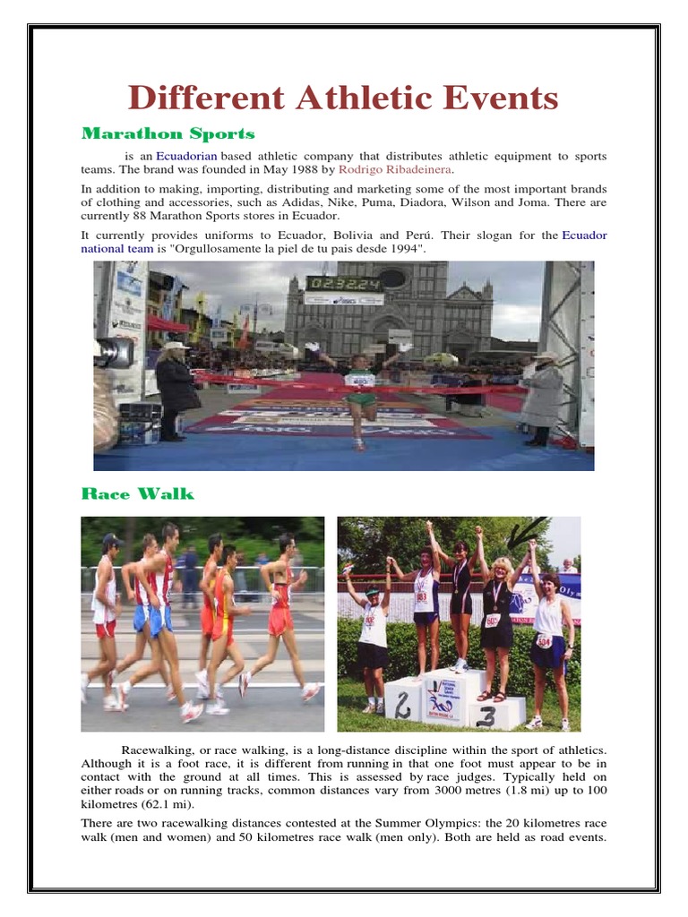Different Athletic Events: Marathon Sports | PDF | Summer Olympic ...