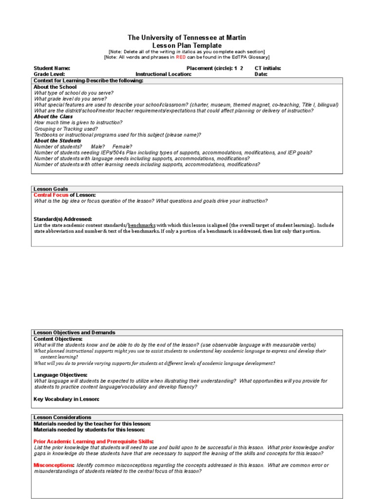 EPP Lesson Plan Template | PDF | Educational Assessment | Lesson Plan