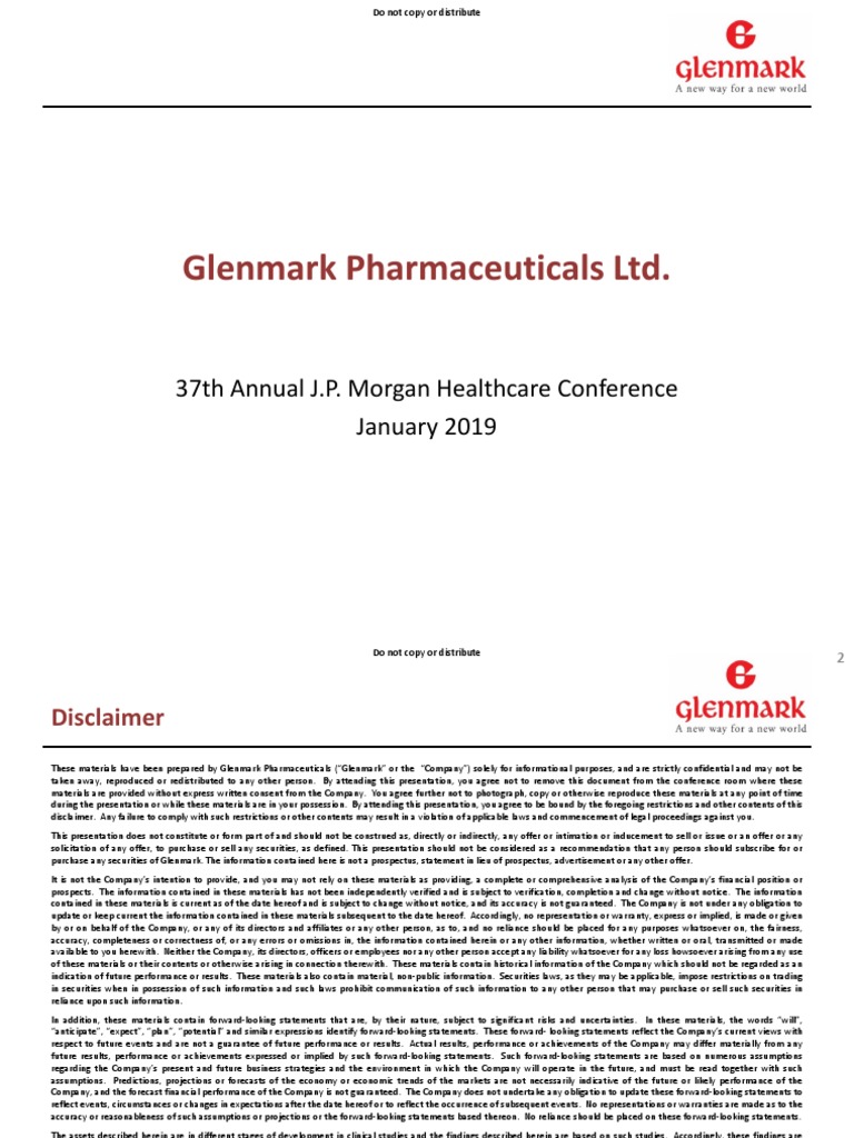 Glenmark | PDF | Generic Drug | Food And Drug Administration