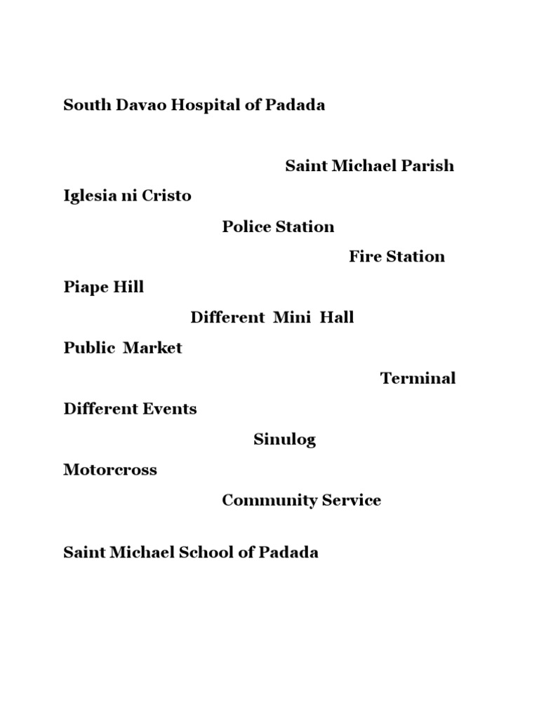 Padada: Key Locations & Events Guide | PDF