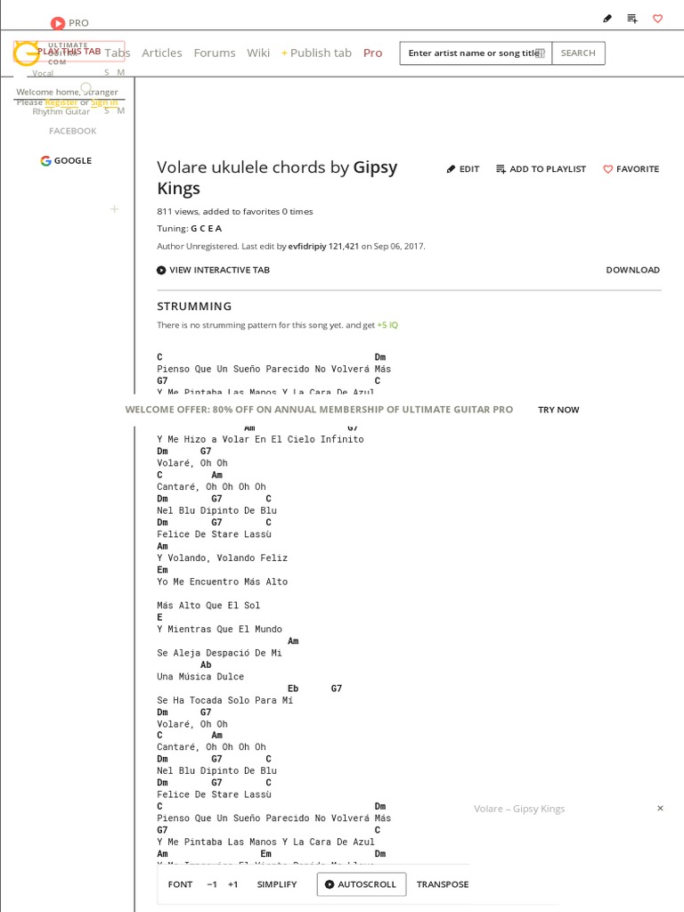 VOLARE UKULELE by Gipsy Kings @ | PDF | Mass Media | Musical Forms