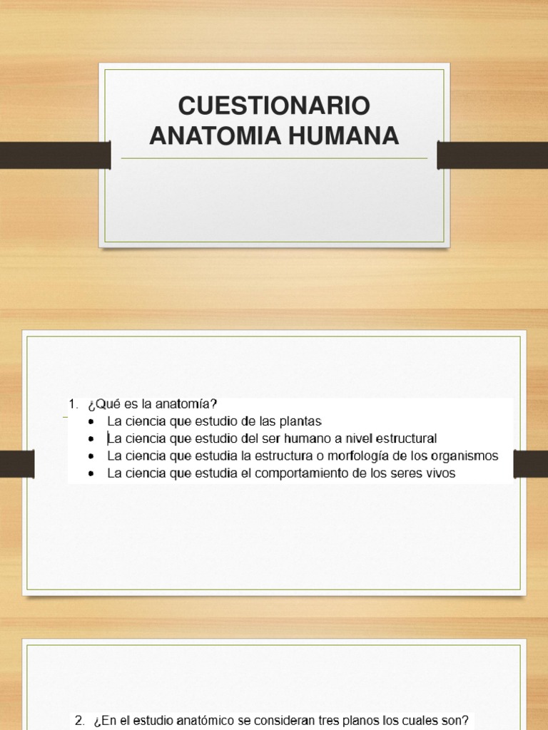 Cuestionario Anatomía Humana Pdf
