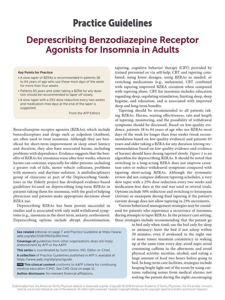 Deprescribing Benzodiazepines | PDF | Insomnia | Benzodiazepine