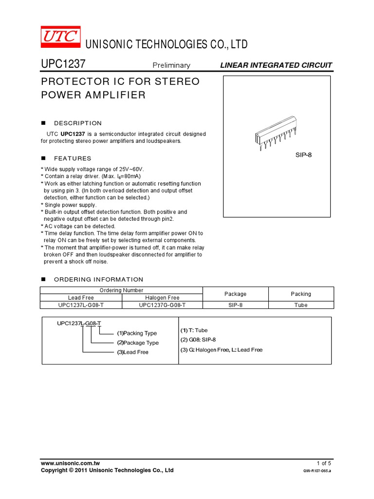 Upc1237 PDF | PDF | Amplifier | Relay
