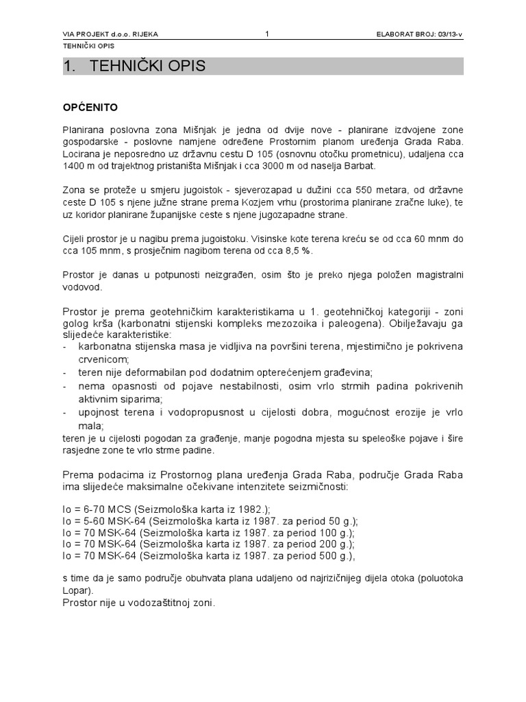 Tehnicki Opis-Vodna Komora | PDF