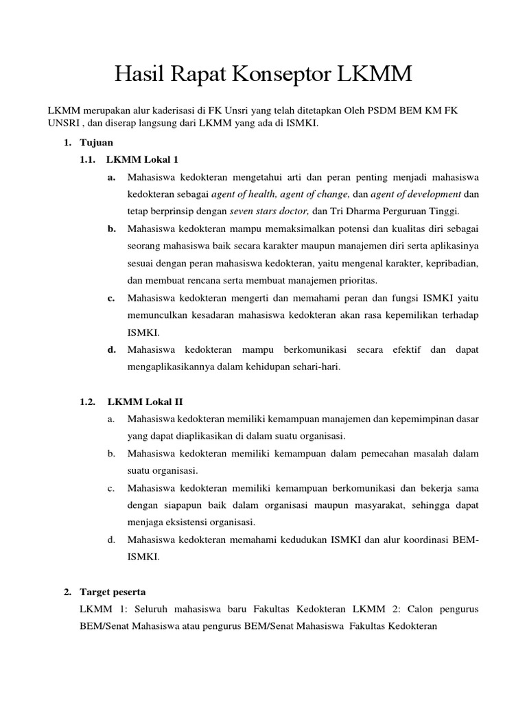 Hasil Rapat Konseptor LKMM | PDF