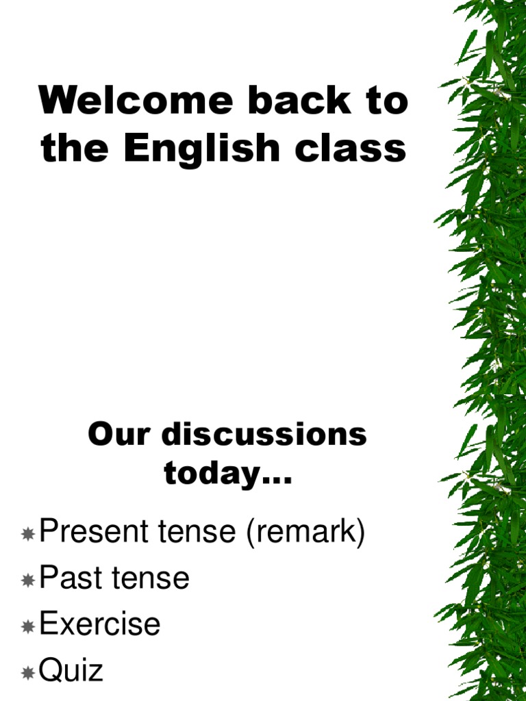 Welcome Back To The English Class | PDF