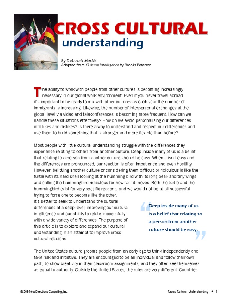 Cross Cultural Understanding | PDF | Social Group | Stereotypes