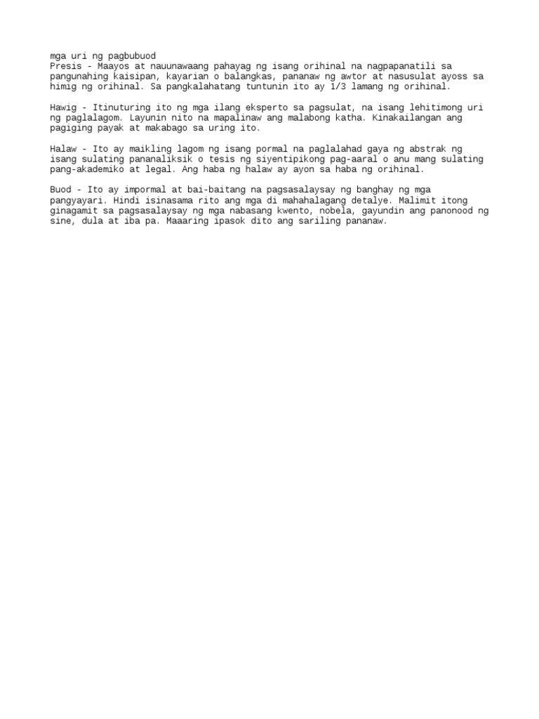 Buod Types | PDF