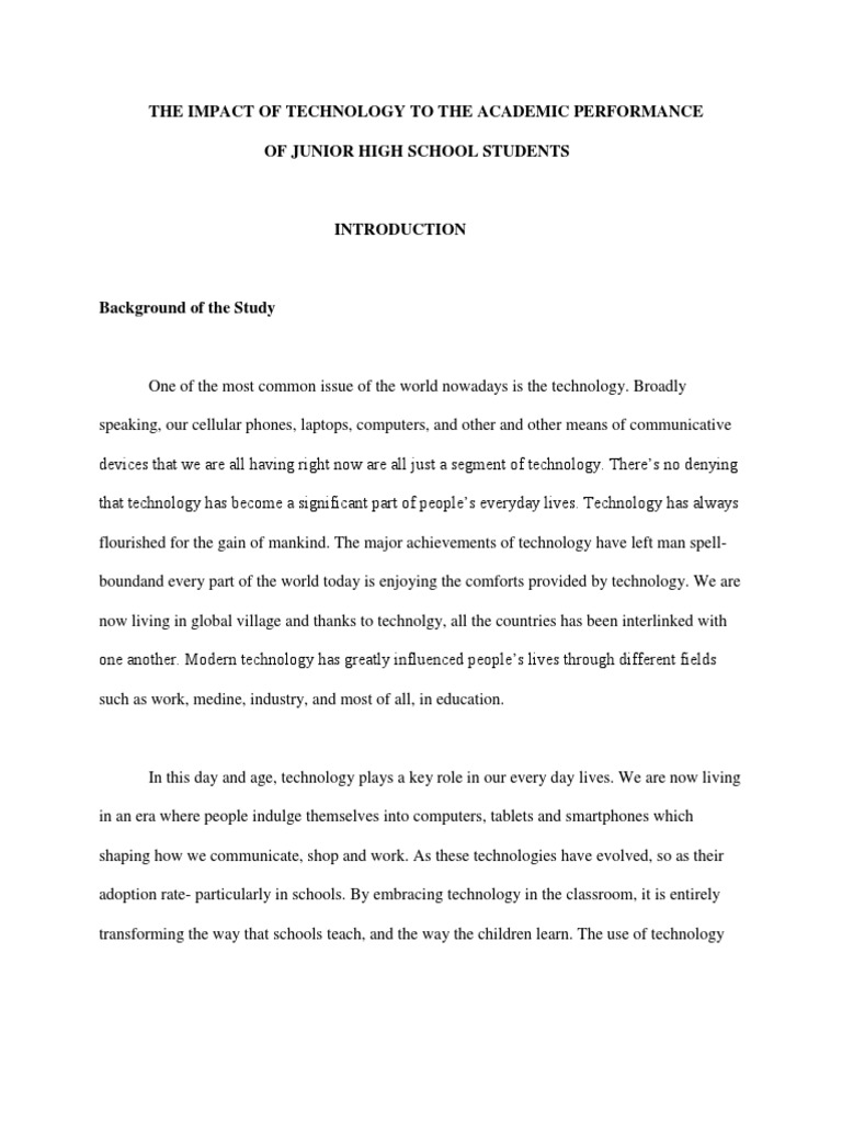 The Impact of Technology To The Academic Performance of Junior High ...
