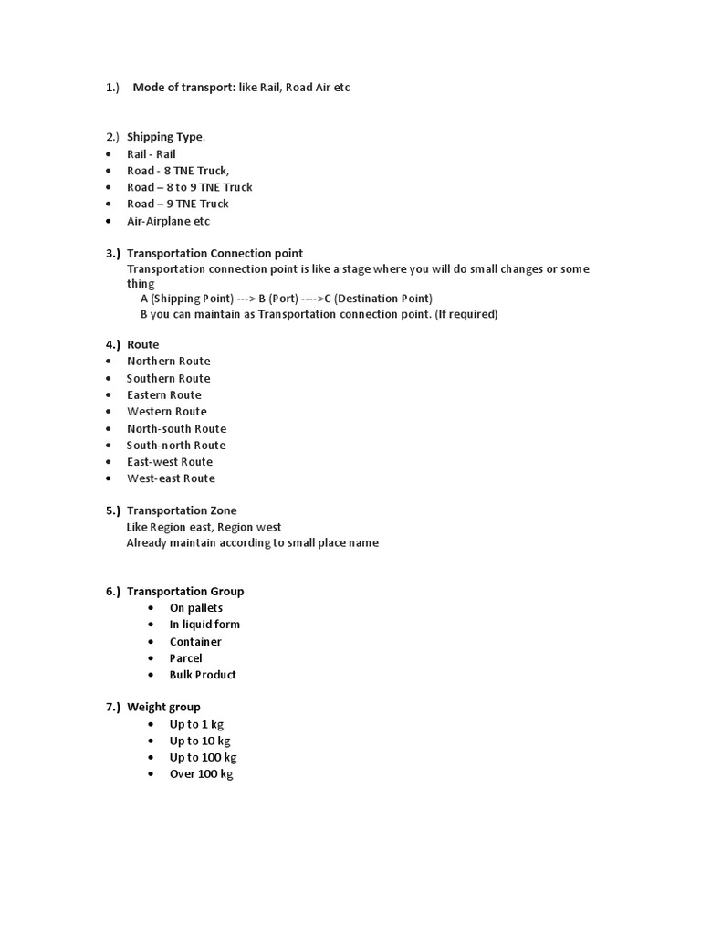 Guidelines for Documenting Transportation Logistics Details for ...