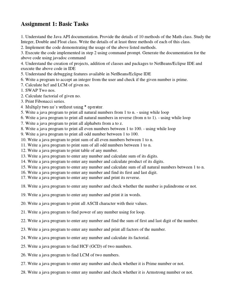 Assignment 1: Basic Tasks | PDF | Method (Computer Programming ...
