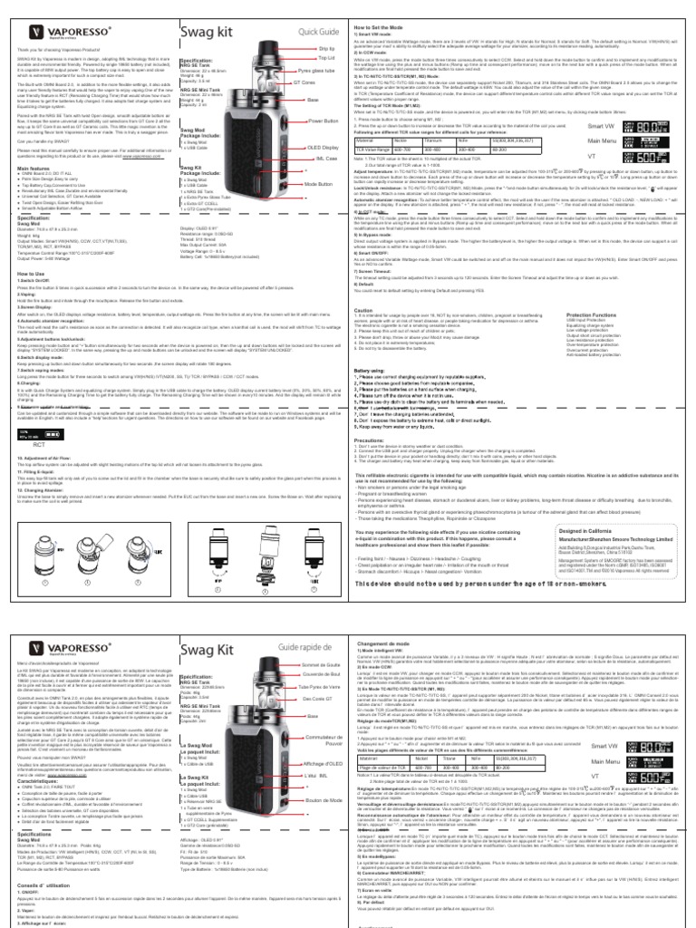 Manual para Vapespresso | PDF | Electronic Cigarette | Chronic ...
