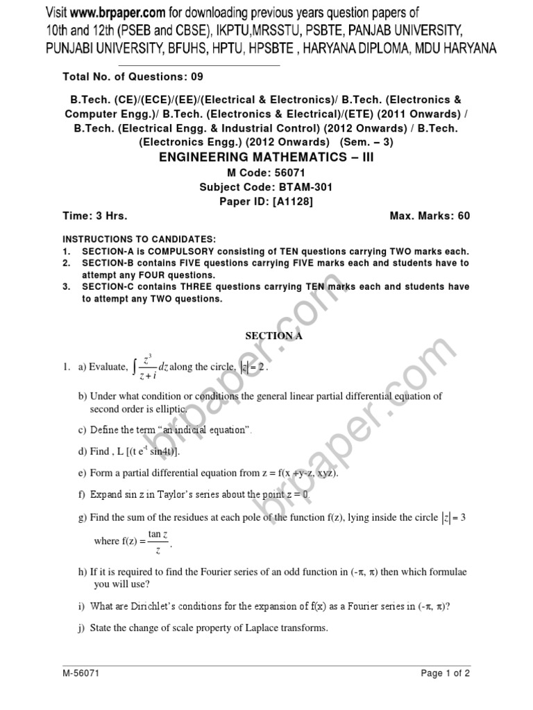 M3 (3rd) May2018 PDF | PDF | Laplace Transform | Fourier Series M3 (3rd) May2018 PDF | PDF | Laplace Transform | Fourier Series