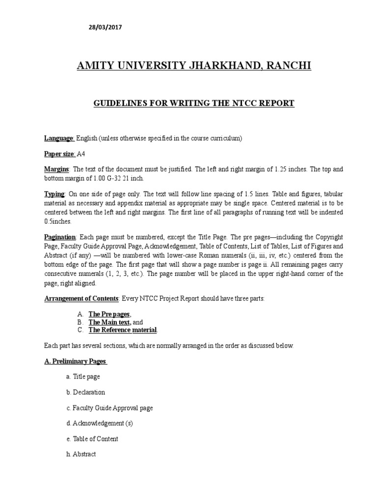 NTCC Report Writing Guidelines & Format | PDF | Writing | Written Communication