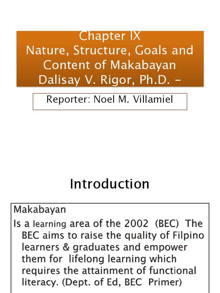 Nature, Structure, Goals and Content of Makabayan Dalisay V. Rigor, Ph ...