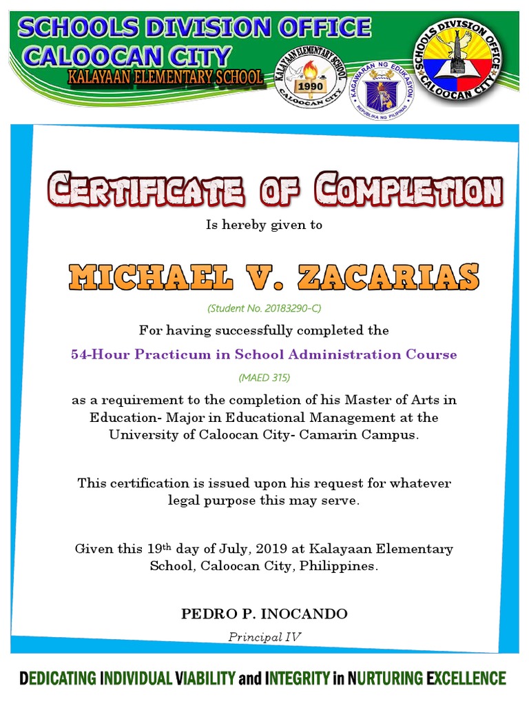 Certificate for Education Practicum | PDF | Academia | Schools