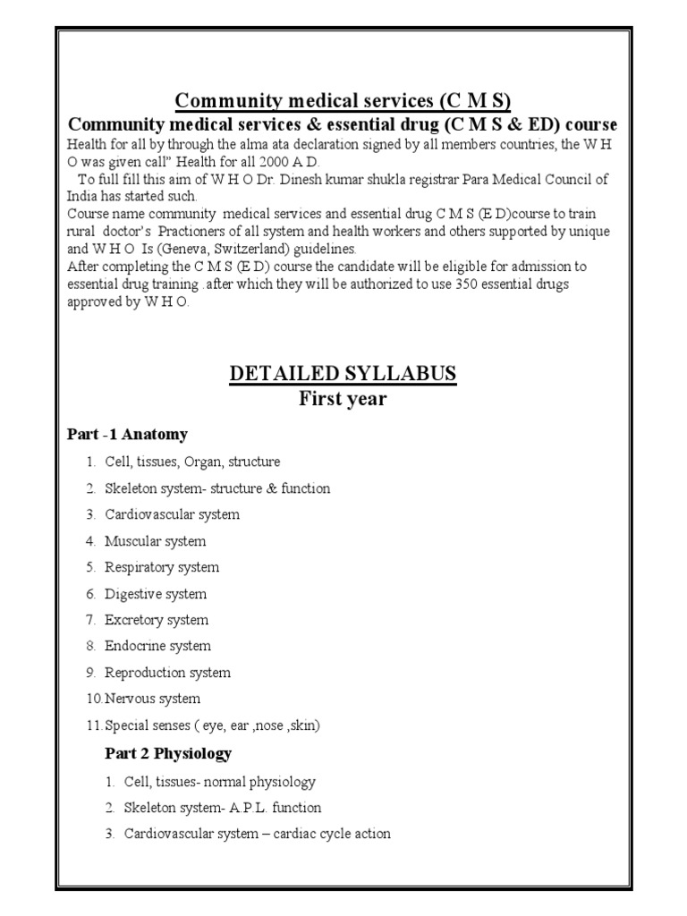 CMS & ED Course Syllabus Overview | PDF | Dose (Biochemistry) | Chemistry