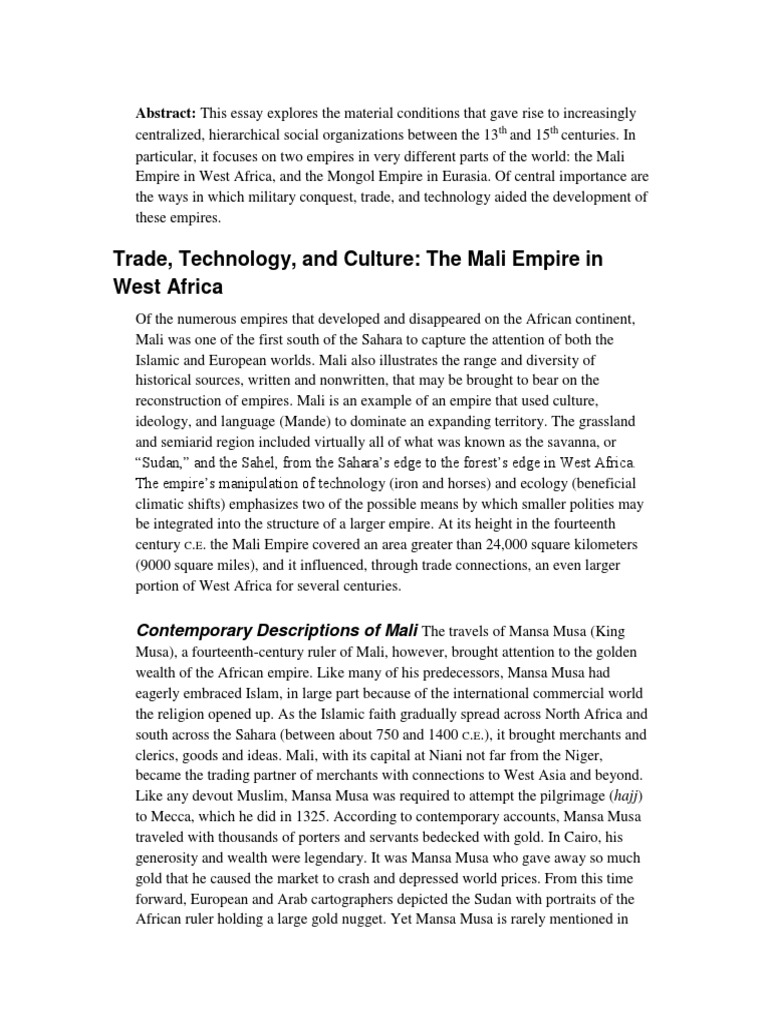 Mali Empire Reading | PDF | West Africa | Africa