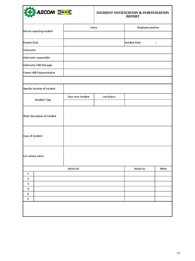 Safety Incident Form | PDF