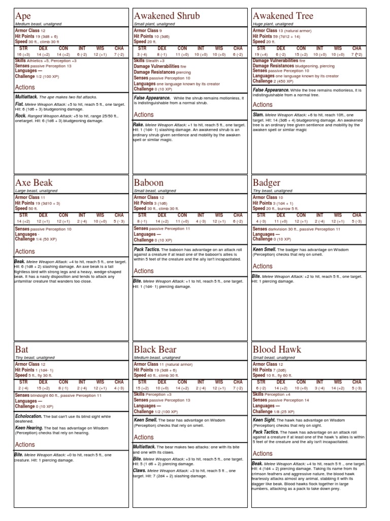 Druid Summon Cards (Full) | Senses | Nature