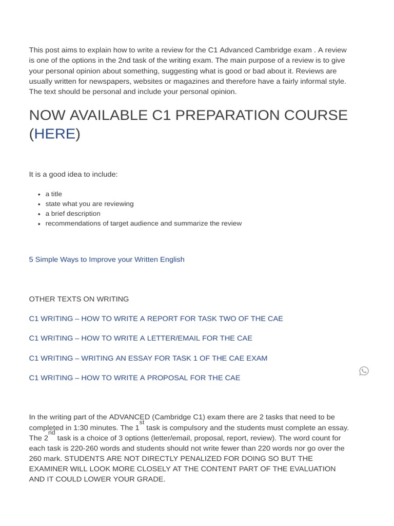 CAE Writing Tips Review | PDF | Test (Assessment) | Linguistics