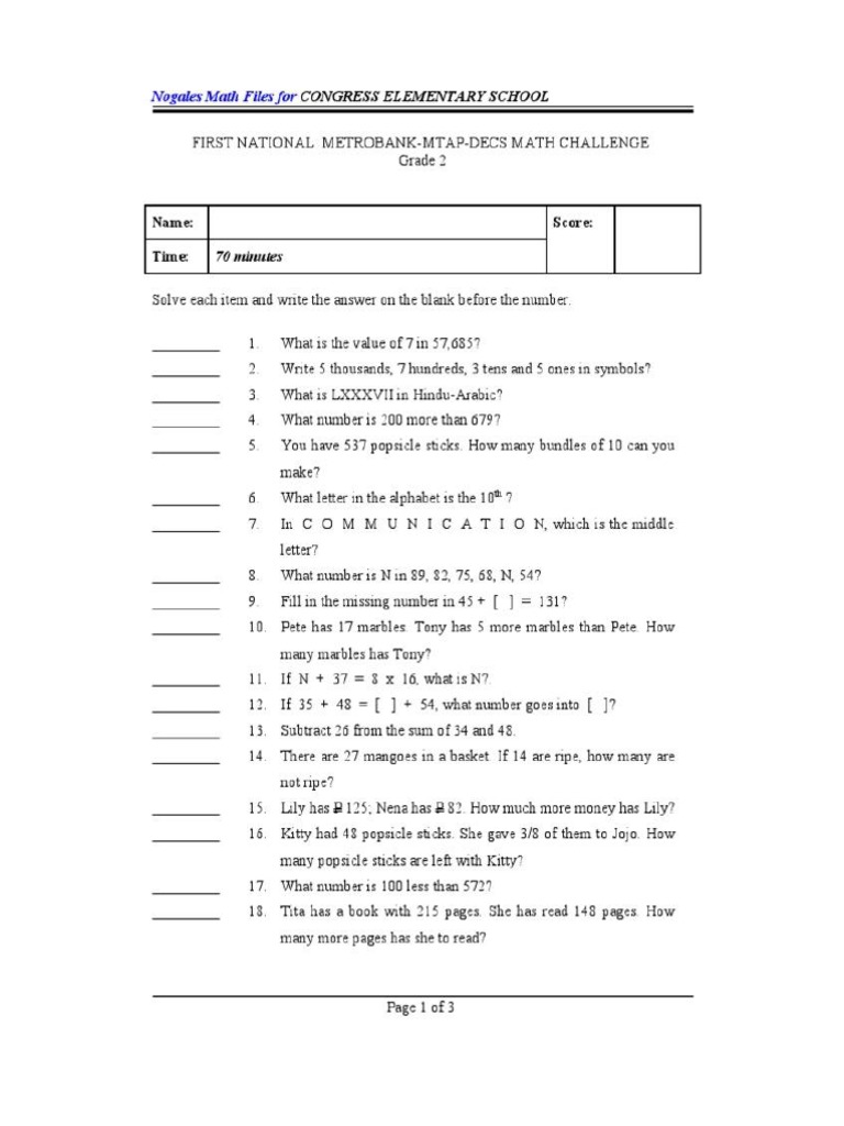 Reviewer in Math (Mtap) | Download Free PDF | Fraction (Mathematics ...