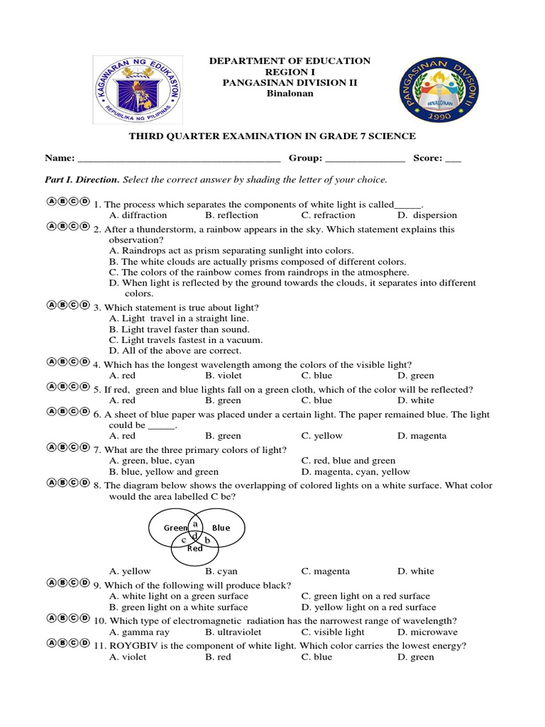Third Quarter Test Paper (Grade 7-Science) | PDF | Thermal Conduction ...