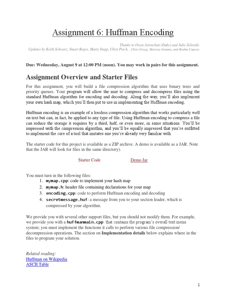 Implementing The Huffman Encoding Algorithm A Guide To Compressing Files Using Binary Trees And 