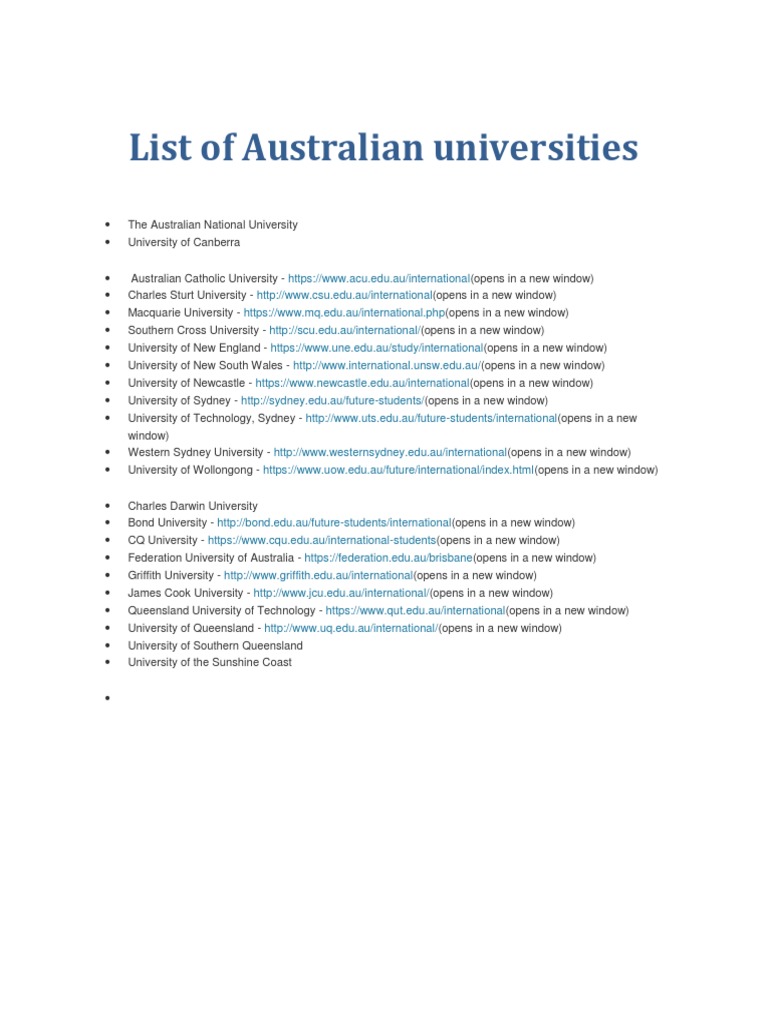 List of Australian Universities | PDF
