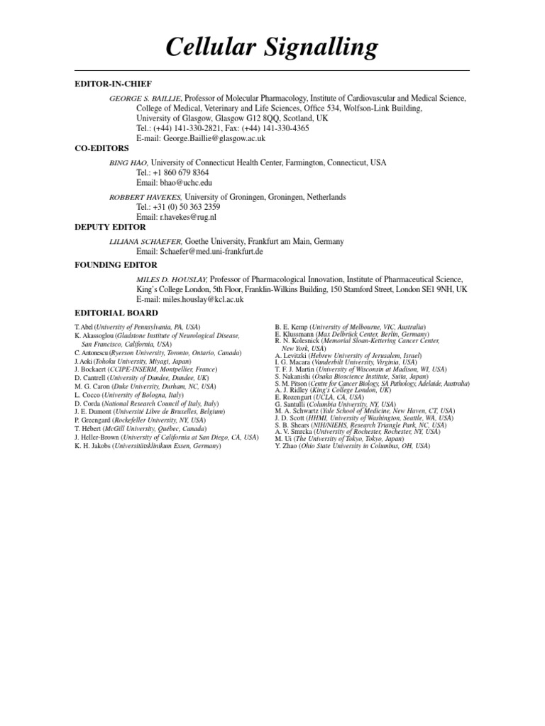 An Overview of Cellular Signalling: A Journal Focused on Intracellular ...