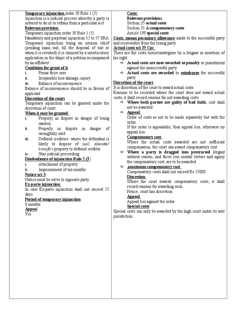 Cost and Temporary Injunction | PDF | Ex Parte | Injunction